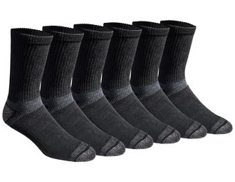 Eddie Bauer Herren 6 Paar Crew Socken mit Dura Dri-Feuchtigkeitsregulierung, Schwarz (6 Paar), Large