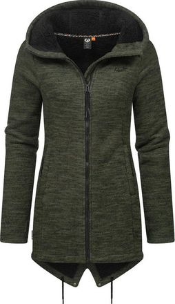 Ragwear Kapuzenstrickjacke Wingi Melange Sportliche Kapuzenjacke mit Teddy-Kunstfell