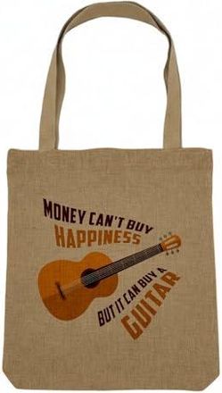 Fabulous Sac Shopping Tote Bag Aspect Lin - Guitar - Money Cant Buy Happiness Music Sac de Courses Toile Epaisse 360g Beige Naturel Cabas Port&eacute; Epaule Solide I