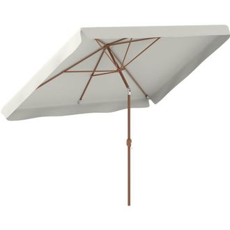 OUTSUNNY Parasol inclinable rectangulaire dim. 3 x 2 m alu marron tissu haute densit&eacute; UPF50+ cr&egrave;me