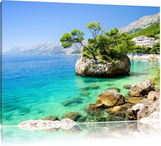 Pixxprint Wunderschöner Dalmatia Strand in Kroatien, Größe: 100x70cm, Leinwandbild, fertig gespannt, Wandbild, Dekoration, Kunstdruck, kein Poster