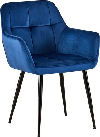 Clp Besucherstuhl Emia Mit Samtbezug I Polsterstuhl Mit Robustem Metallgestell I Küchenstuhl Mit Bodenschonern, Farbe:blau, Material:Samt