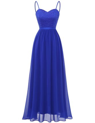 Dresstells Abendkleid Damen Festlich Tr&auml;ger Kleider f&uuml;r Hochzeitsg&auml;ste Elegantes Ballkleid Lang Blau Brautkleid Gro&szlig;e Gr&ouml;&szlig;en Hochzeitgastkleider Royalblue 3XL