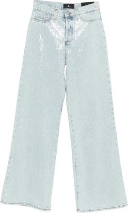 7 For All Mankind Femme, Jeans, Bleu, Taille: W26 Jean Droit avec Ornements de Sequins