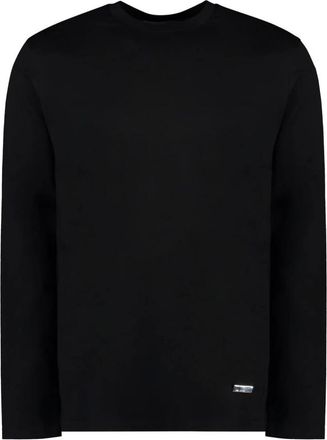 Jil Sander Homme, Tops, Noir, Taille: L T-shirt &agrave; Manches Longues et Col Rond