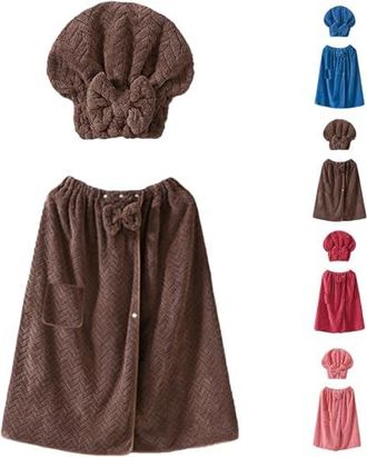 Generic Jupe de bain r&eacute;glable grande taille et bonnet &agrave; s&eacute;chage rapide, jupe de bain r&eacute;glable avec noeud, polaire corail doux et fermeture antid&eacute;rapante s&eacute;cur