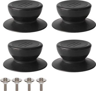 Generic LTZB Griffe mit Deckel, 4 St&uuml;ck, Universal-Kochtopf, Deckel aus Glas, Dichtgriffe, Schwarz