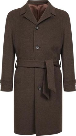 D4.0 Manteau en Laine Ceintur&eacute; - Homme - Manteaux - Brun - Taille: L