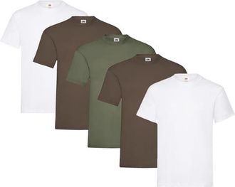 Fruit Of The Loom Lot de 5 T-shirts en coton épais pour homme, Tailles M L XL XXL 3XL, différents assortiments de couleurs, XXXL