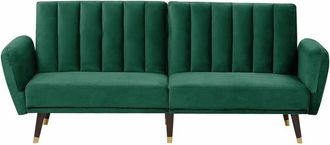 Beliani Beliani - Schlafsofa Smaragdgrün Samtstoff mit 3-fach verstellbarer Rückenlehne Schlaffunktion 3-Sitzer Sofa Glamour Stil