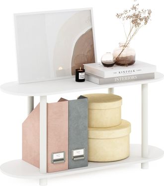 Furinno Turn-N-Tube No Tools Moderner ovaler Beistelltisch, Weiß/Virgin Weiß