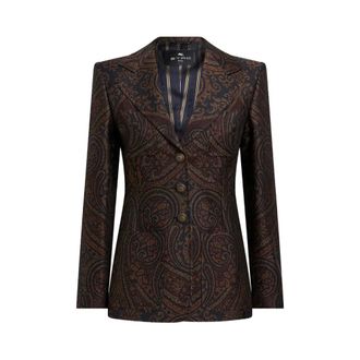 Etro Veste droit &agrave; imprim&eacute; cachemire - Femme - Vestes - Bleu - Taille: 40 FR