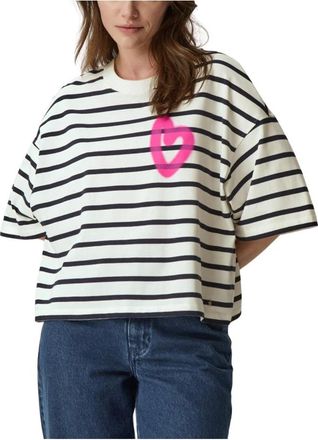 des petit hauts Femme, Tops, Multicolore, Taille: 38 FR T-shirt Boxy &agrave; Rayures