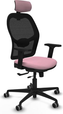 Piqueras y Crespo Schreibtischstuhl Rosa Jorquera mit 2D-Armlehnen, h&ouml;henverstellbarer Lendenwirbelst&uuml;tze und h&ouml;henverstellbarem Kopfteil, Schwarz / Rosa