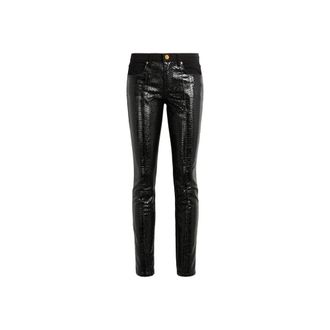 Roberto Cavalli Femme, Jeans, Noir, Taille: 34 FR Jean Skinny Effet Python avec Coutures Apparentes