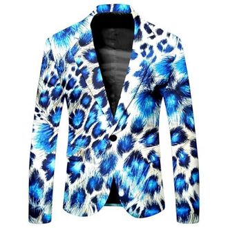 Generic Veste pour homme avec motif imprim&eacute; - L&eacute;opard, z&egrave;bre, tigre, vache - Veste de costume pour carnaval, f&ecirc;te - Blazer coupe ajust&eacute;e - Costume moderne de 