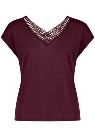 Zero T-Shirt Damen mit V-Ausschnitt (1-tlg) Spitze