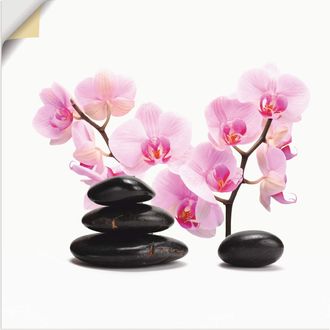 Artland ARTland Wanddeko Wandtattoo selbstklebende Vinylfolie 100x100 cm Asiatische Motive Wellness Zen Steine Orchideen Asien T6BI
