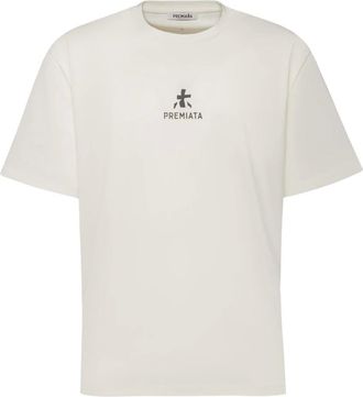 Premiata Femme, Tops, Blanc, Taille: 44 FR T-shirt en coton avec d&eacute;tails thermocoll&eacute;s