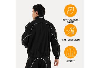 Smilodox Outdoorjacke Kyson, Trainingsjacke Herren, Oversize Sportjacke, Trackjacke, Gym Baggy, Kontrastpaspeln, Stehkragen, Zip, Taschen