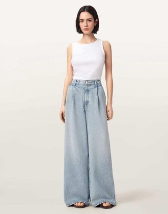 AllSaints Haze - Jean pliss&eacute; - Indigo clair-Bleu