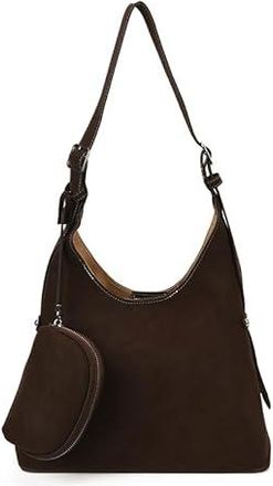 Generic Sac &agrave; bandouli&egrave;re en cuir synth&eacute;tique avec sangle r&eacute;glable - Couleur unie - Grande capacit&eacute; - Pour voyage, shopping, travail, usage quotidien, caf&eacute;, 2