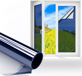 Amigo Spiegelfolie Fenster Sichtschutz 44x300cm Sonnenschutzfolie Fenster Innen & Au&szlig;en Fensterfolie Sonnenschutz Einseitige UV Folie Fenster Hitzeschutz id