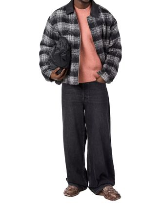Represent Logo Flannel Check Overshirt Jacket - Black