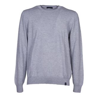 Fay Grauer Wollpullover mit Rundhalsausschnitt - - Knitwear - Herren - Grau - M