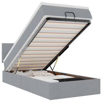 vidaXL Vidaxl - Pouf Letto Con Materasso E Led Grigio Chiaro 90x200 Cm Tessuto