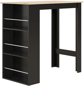 HOMCOM Table de Bar Table Haute de Cuisine Mange-Debout comptoir - dim. 112L x 57l x 106H cm - 3 étagères - Noir