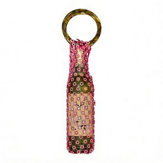 Generico Weinflaschenhalter, wiederverwendbar, f&uuml;r Reisen, mit Gl&auml;sern und Griff aus Harz, aus Netzgewebe f&uuml;r Weinflaschen, f&uuml;r Picknick, Geburtstag, Hochzeit,