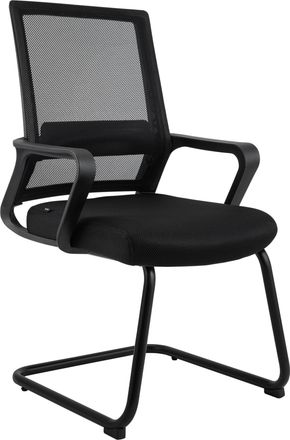 Clp Freischwinger Stuhl mit Armlehnen Hanka, moderner Konferenzstuhl gepolstert mit Stoffbezug und Mesh-R&uuml;ckenlehne, stabiles Metallgestell, Farbe:schwarz