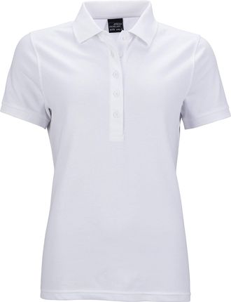 James & Nicholson Damen Ladies Elastic Polo Piqu&eacute; Poloshirt, Wei&szlig; (White), 36 (Herstellergr&ouml;&szlig;e: M)