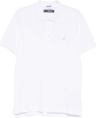 Moschino Homme, Tops, Blanc, Taille: L Polo Brod&eacute; Ourlet Asym&eacute;trique