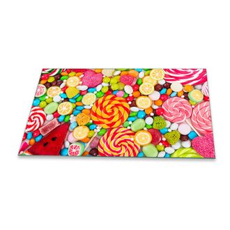 Decorwelt | Herdabdeckplatten 90x52 cm 1-Teilig S&uuml;&szlig;igkeiten Bunt Ceranfeldabdeckung Universal Spritzschutz Glas Elektroherd Induktion f&uuml;r Kochplatten Herdschutz