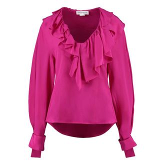 Victoria Beckham Seiden R&uuml;schenbluse - - Blouses & Shirts - Damen - Rosa - 2XS