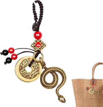 Generic Porte-cl&eacute;s serpent - Porte-cl&eacute;s serpent chinois en laiton | Accessoires esth&eacute;tiques en forme de serpent chinois | Pendat serpent chinois pour d&eacute;corati