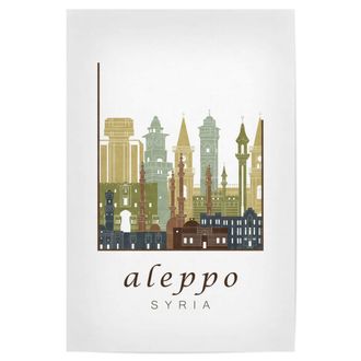 artboxONE Poster 30x20 cm St&auml;dte Aleppo Skyline Light Brown - Bild Aleppo Architektur Buildings