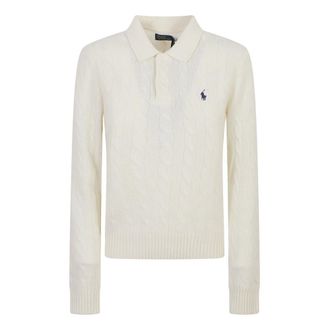 Ralph Lauren Pullover aus Wolle und Kaschmir mit Zopfmuster und Polokragen - - Knitwear - Damen - Wei&szlig; - S