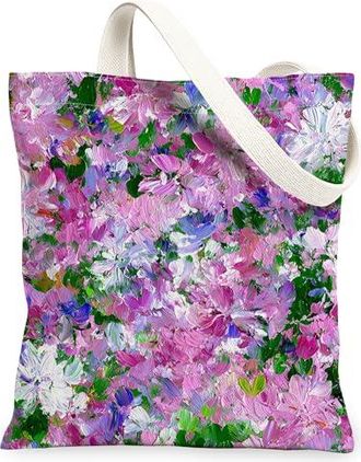 Generic Sacs fourre-tout en toile florale, motif floral color&eacute;, sacs d&eacute;picerie r&eacute;utilisables, sacs d&eacute;picerie artistiques printaniers, lavables en toile pour, 