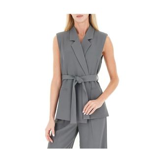 Vicolo Femme, Tops, Gris, Taille: 36 FR Smanicato Cintura Monopetto Collo Revers