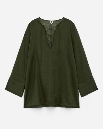 Arket Strandkleid Aus Ramie -Gr&uuml;n