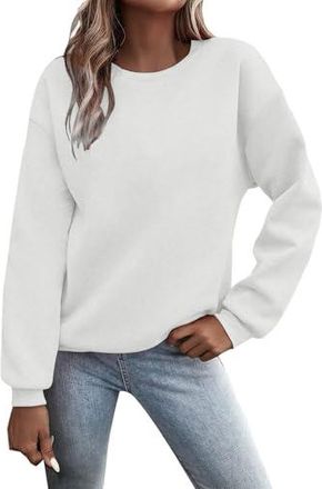 Generic Sweatshirts pour femmes, sweat-shirt pour femme, couleur unie, surdimensionn&eacute;, haut &agrave; col rond, manches longues, automne hiver, d&eacute;contract&eacute;, confortab