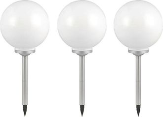 ETC Shop 3er-Set LED Solar Außen Garten Leuchten Kugel Lampen Wiese Rasen Beleuchtung