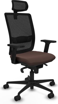Piqueras y Crespo Schreibtischstuhl mit 2D-Armen, h&ouml;henverstellbare Lendenwirbelst&uuml;tze und h&ouml;henverstellbares Kopfteil und Neigungsverstellung, Schwarz/Dunkelbraun