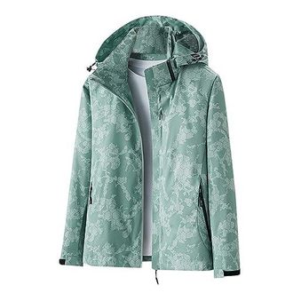 Generic Vestes pour femmes 2026 imprim&eacute;es couche ext&eacute;rieure coupe-vent coupe-vent et veste de sports nautiques, Vert, 3XL
