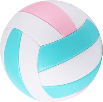 Perfeclan Standardgröße 5 Indoor Volleyball Weicher Freizeitball mit Ballpumpe Spielpool Gym Teenager, Rosa Grün Weiß