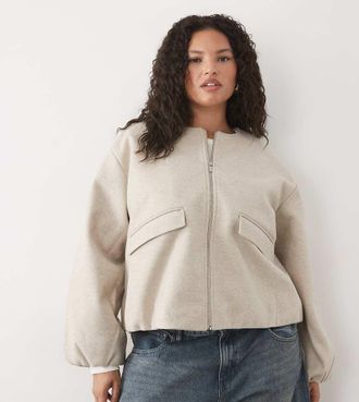 Vila bomber textur&eacute; sans col en maille chin&eacute;e-Neutre
