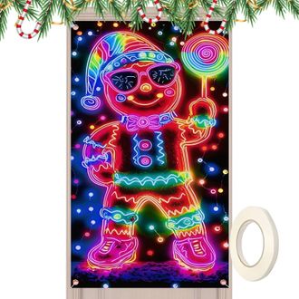 Generic Weihnachts-Haust&uuml;rabdeckung - Fluoreszenz-Partyzubeh&ouml;r 70 x 35 Zoll | Feiertagsbanner f&uuml;r die Haust&uuml;r im Innen- und Au&szlig;enbereich, auf der, in der K&uuml;ch
